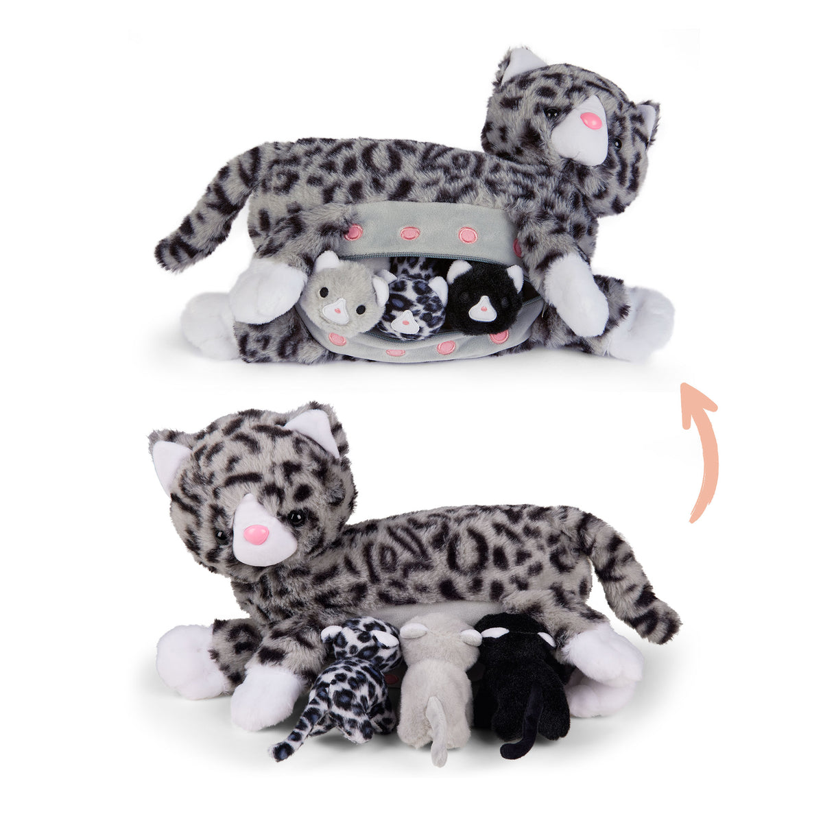 Mamanimals Plüschtier Set Mama Katze und Babys Grau — inveno-shop.ch